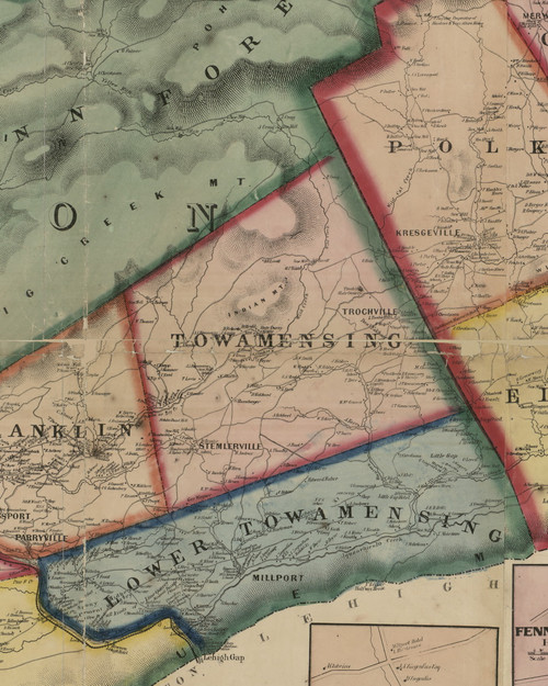 Towamensing Township, Pennsylvania 1860 Old Town Map Custom Print ...