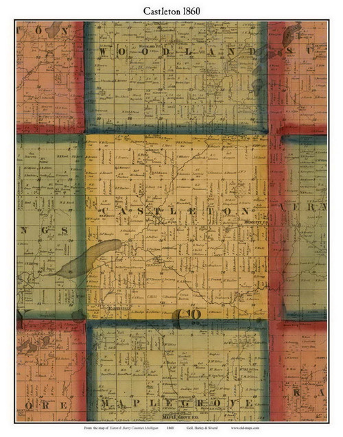 Castleton, Michigan 1860 Old Town Map Custom Print - Eaton and Barry Co ...