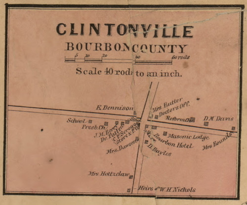 Clintonville - Bourbon County, Kentucky 1861 Old Town Map Custom Print ...