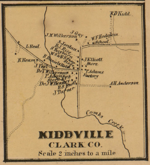 Kiddville - Clark County, Kentucky 1861 Old Town Map Custom Print ...