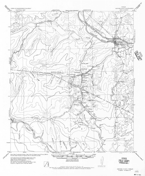 Center Point, Texas 1956 () USGS Old Topo Map Reprint 15x15 TX Quad ...