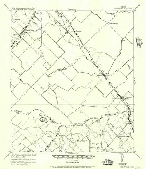 Somerville, Texas 1956 () USGS Old Topo Map Reprint 15x15 TX Quad ...