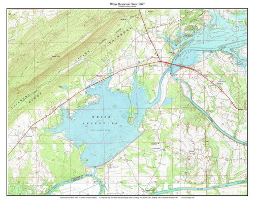 Weiss Lake West 1967 - Custom USGS Old Topo Map - Alabama - OLD MAPS