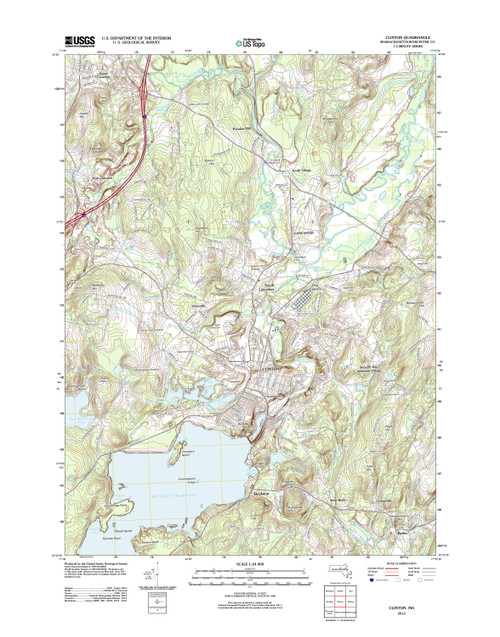 Clinton, Massachusetts 2012 () USGS Old Topo Map Reprint 7x7 MA Quad ...