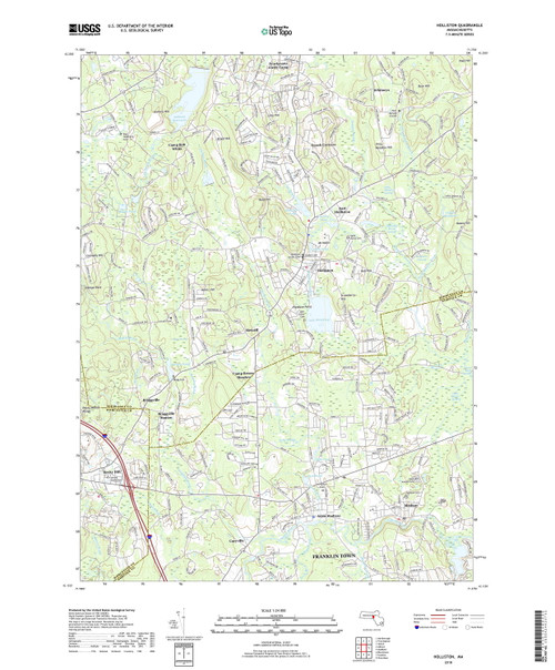 Holliston, Massachusetts 2018 () USGS Old Topo Map Reprint 7x7 MA Quad ...