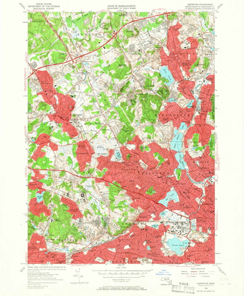 Lexington, Massachusetts 1956 (1956) USGS Old Topo Map Reprint 7x7 MA ...