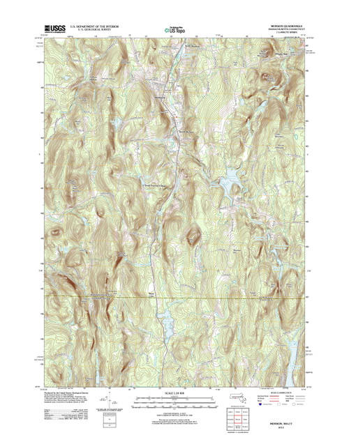Monson, Massachusetts 2012 () USGS Old Topo Map Reprint 7x7 MA Quad ...