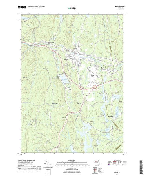 Orange, Massachusetts 2018 () USGS Old Topo Map Reprint 7x7 MA Quad ...