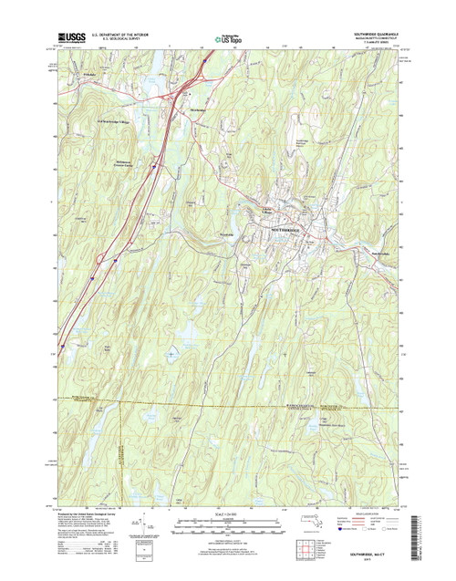 Southbridge, Massachusetts 2015 () USGS Old Topo Map Reprint 7x7 MA ...