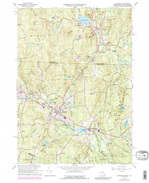Townsend, Massachusetts 1965 (1989) USGS Old Topo Map Reprint 7x7 MA ...