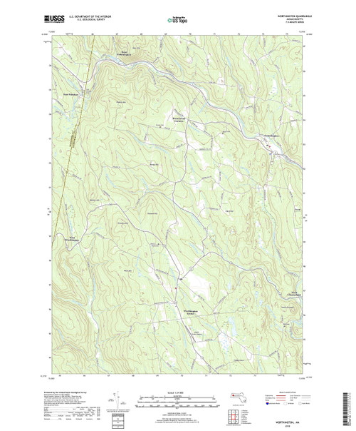 Worthington, Massachusetts 2018 () USGS Old Topo Map Reprint 7x7 MA ...