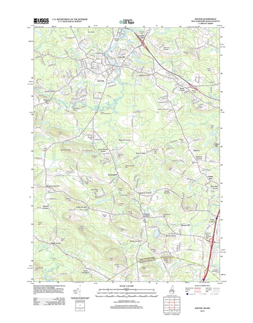 Exeter, New Hampshire 2012 () USGS Old Topo Map Reprint 7x7 MA Quad ...