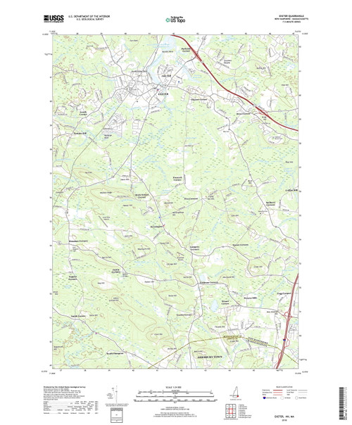 Exeter, New Hampshire 2018 () USGS Old Topo Map Reprint 7x7 MA Quad ...