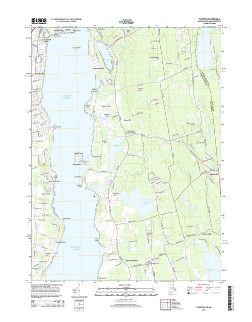 Tiverton, Rhode Island 2015 () USGS Old Topo Map Reprint 7x7 MA Quad ...