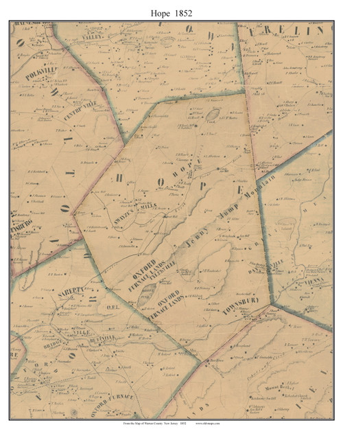 Hope, New Jersey 1852 Old Town Map Custom Print - Warren Co. - OLD MAPS