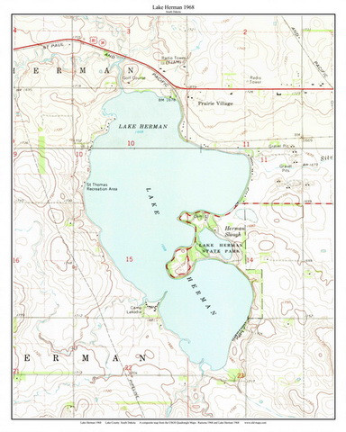 Lake Herman 1968 - Custom USGS Old Topo Map - South Dakota - OLD MAPS