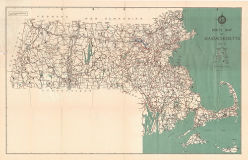 Massachusetts 1950 State Highway Map Reprint - OLD MAPS