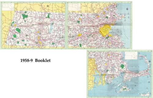 Massachusetts 1958-1959 State Highway Map Reprint - OLD MAPS