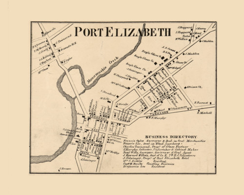 Port Elizabeth Village, New Jersey 1862 Old Town Map Custom Print ...