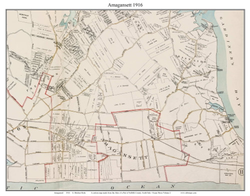 Amagansett (Easthampton) New York 1916 Old Map - Suffolk Co. Atlas ...