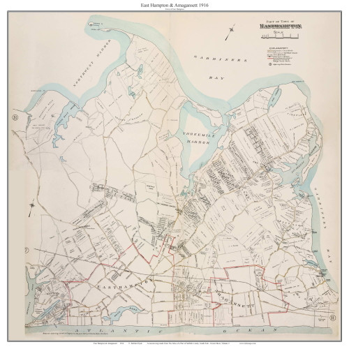 Easthampton & Amagansett (Easthampton) New York 1916 Old Map - Suffolk ...