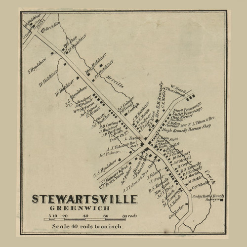 Stewartsville Greenwich, New Jersey 1860 Old Town Map Custom Print ...