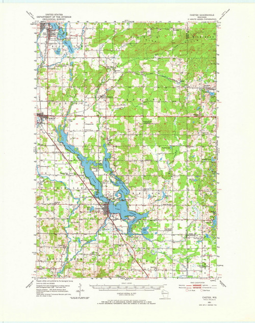 Chetek, Wisconsin 1951 (1969) USGS Old Topo Map Reprint 15x15 WI Quad ...