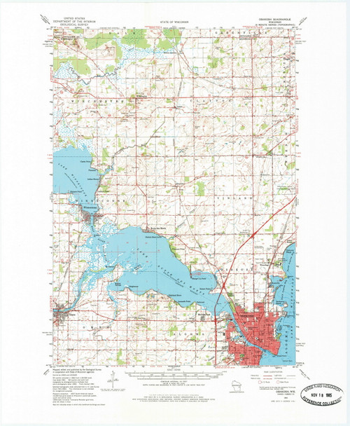 Oshkosh, Wisconsin 1961 (1970) USGS Old Topo Map Reprint 15x15 WI Quad ...