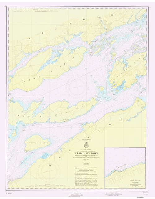 Bartlett Point to Cape Vincent 1956 St Lawrence River Nautical Chart ...