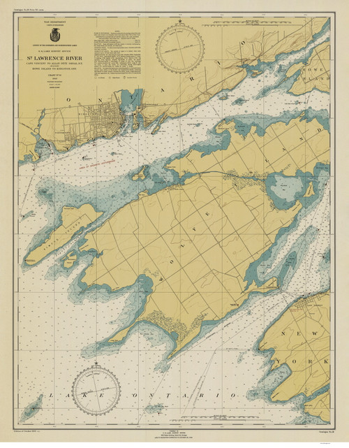 Cape Vincent to Allan Otty Shoal 1946 St Lawrence River Nautical Chart ...