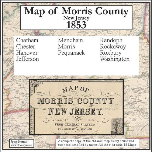 Map of Morris County, New Jersey, 1853, CDROM Old Map - OLD MAPS