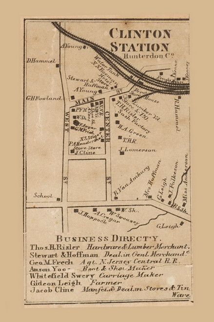 Clinton Station Village, New Jersey 1860 Old Town Map Custom Print ...
