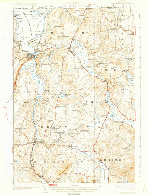 Memphremagog, Vermont 1925 () USGS Old Topo Map Reprint 15x15 VT Quad ...