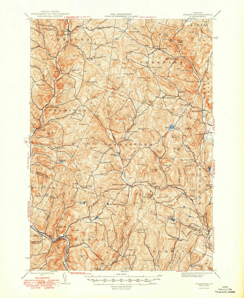 Strafford, Vermont 1944 (1949) USGS Old Topo Map Reprint 15x15 VT Quad ...