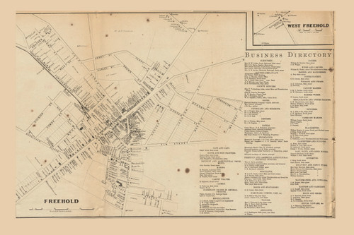 Freehold Village, New Jersey 1861 Old Town Map Custom Print - Monmouth ...