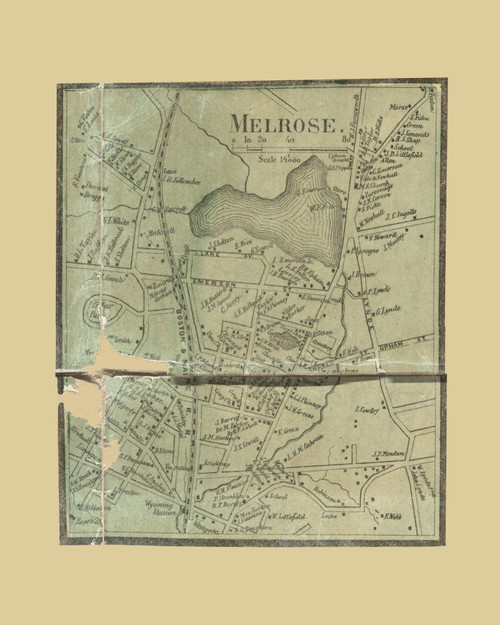 Melrose Village Massachusetts 1856 Old Town Map Custom Print ...