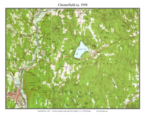 Chesterfield 1958 - Custom USGS Old Topo Map - New Hampshire Cheshire ...
