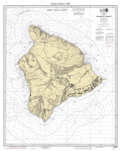 Island of Hawaii 2008 Custom Hawaii Nautical Chart - Hawaiian Islands ...