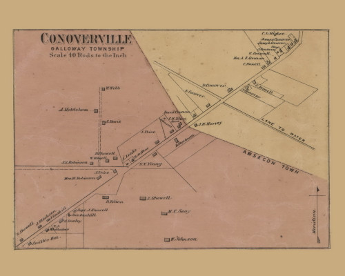Conoverville Village - Galloway Township, New Jersey 1872 Old Town Map ...