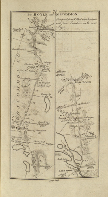 071 Dublin Boyle Roscommon - Ireland 1777 Road Atlas - OLD MAPS