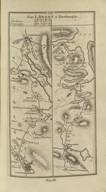 231 L Derry - Ireland 1777 Road Atlas - OLD MAPS