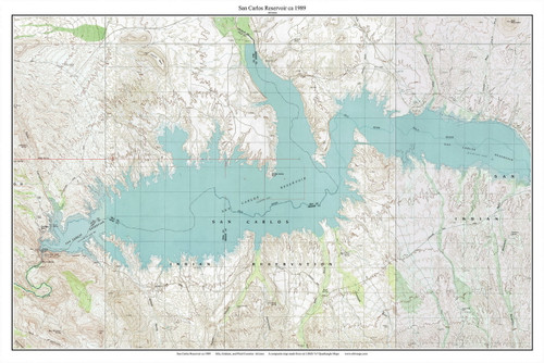 San Carlos Reservoir 1989 - Custom USGS Old Topo Map - Arizona - OLD MAPS
