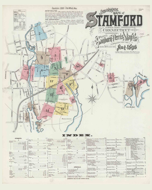 Stamford, Connecticut 1896 - Old Map Connecticut Fire Insurance Index ...