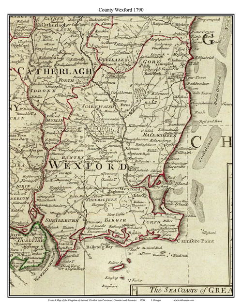 County Wexford, Ireland 1790 Roque - Old Map Custom Reprint - OLD MAPS