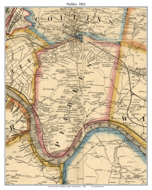 Peebles Township, Pennsylvania 1862 Old Town Map Custom Print ...