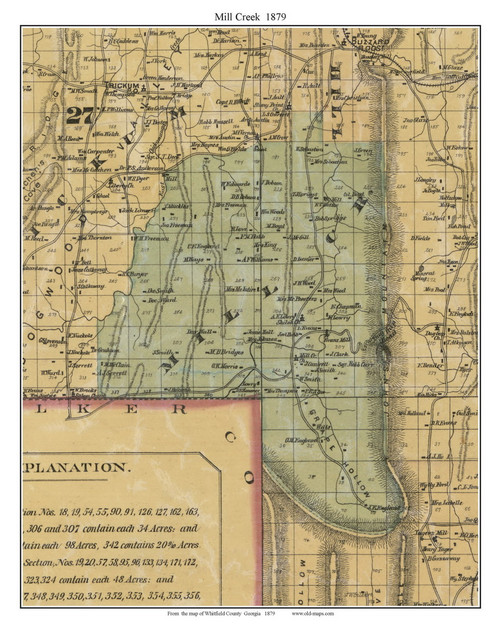 Mill Creek Militia District, Georgia 1879 Old Town Map Custom Print ...