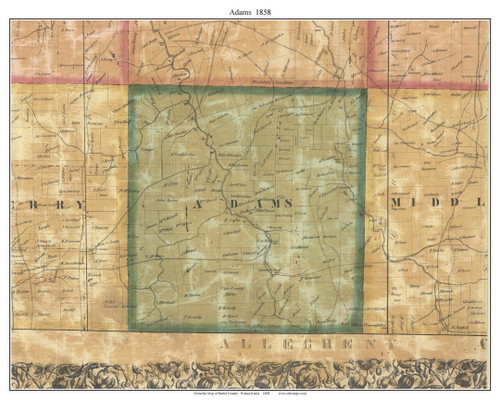 Adams Township, Pennsylvania 1858 Old Town Map Custom Print - Butler Co ...
