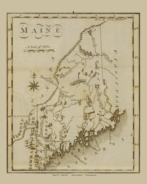 Maine 1795 Scott - Old State Map Reprint - OLD MAPS