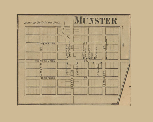 Munster Village, Pennsylvania 1867 Old Town Map Custom Print - Cambria ...