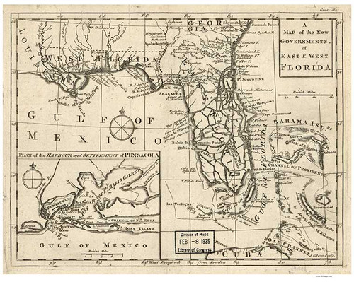 Florida 1763 Gibson - Old State Map Reprint - OLD MAPS